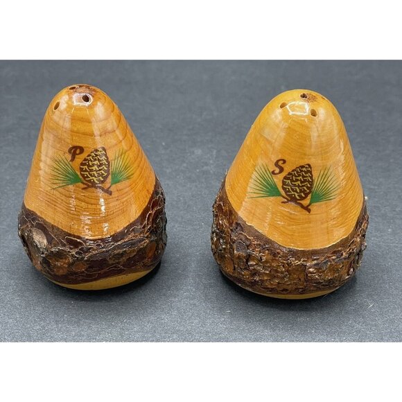 Dining | Vintage Rustic Hand Carved Wooden Salt Pepper Shakers With ...
